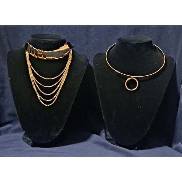 Unbranded | Jewelry | Gold Tone Costume Choker Necklace Set Of 2 Loop ...